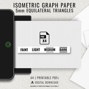 A4 Printable Isometric Graph Paper Template, 5mm Equilateral Triangles ...