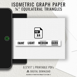 Printable Isometric Graph Paper Template, 1/4" Equilateral Triangles, 4 ...