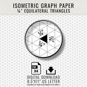 Printable Isometric Graph Paper Template, 1/4" Equilateral Triangles, 4 ...