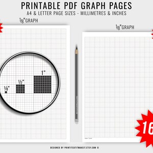 Printable Graph Paper PDF Bundle Imperial Metric A4 US Letter PDF ...