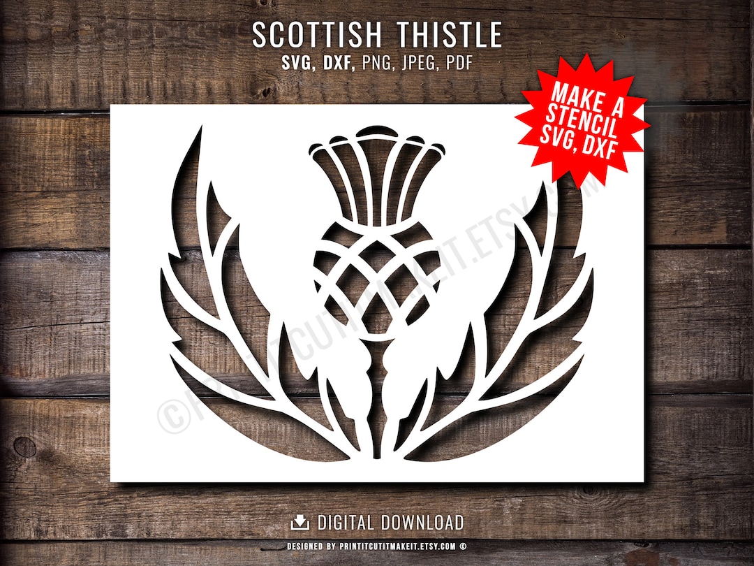 Scottish Thistle SVG DXF Png Jpeg Pdf Cutting Files Clipart Silhouette ...