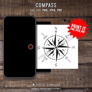 Compass Rose Windrose Design SVG DXF Png Jpeg Pdf Make Paint Nautical ...