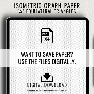 Printable Isometric Graph Paper Template, 1/4" Equilateral Triangles, 4 ...