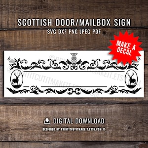 Scottish Thistle Stag Door Sign Mailbox Sign SVG DXF PNG Jpeg Pdf ...