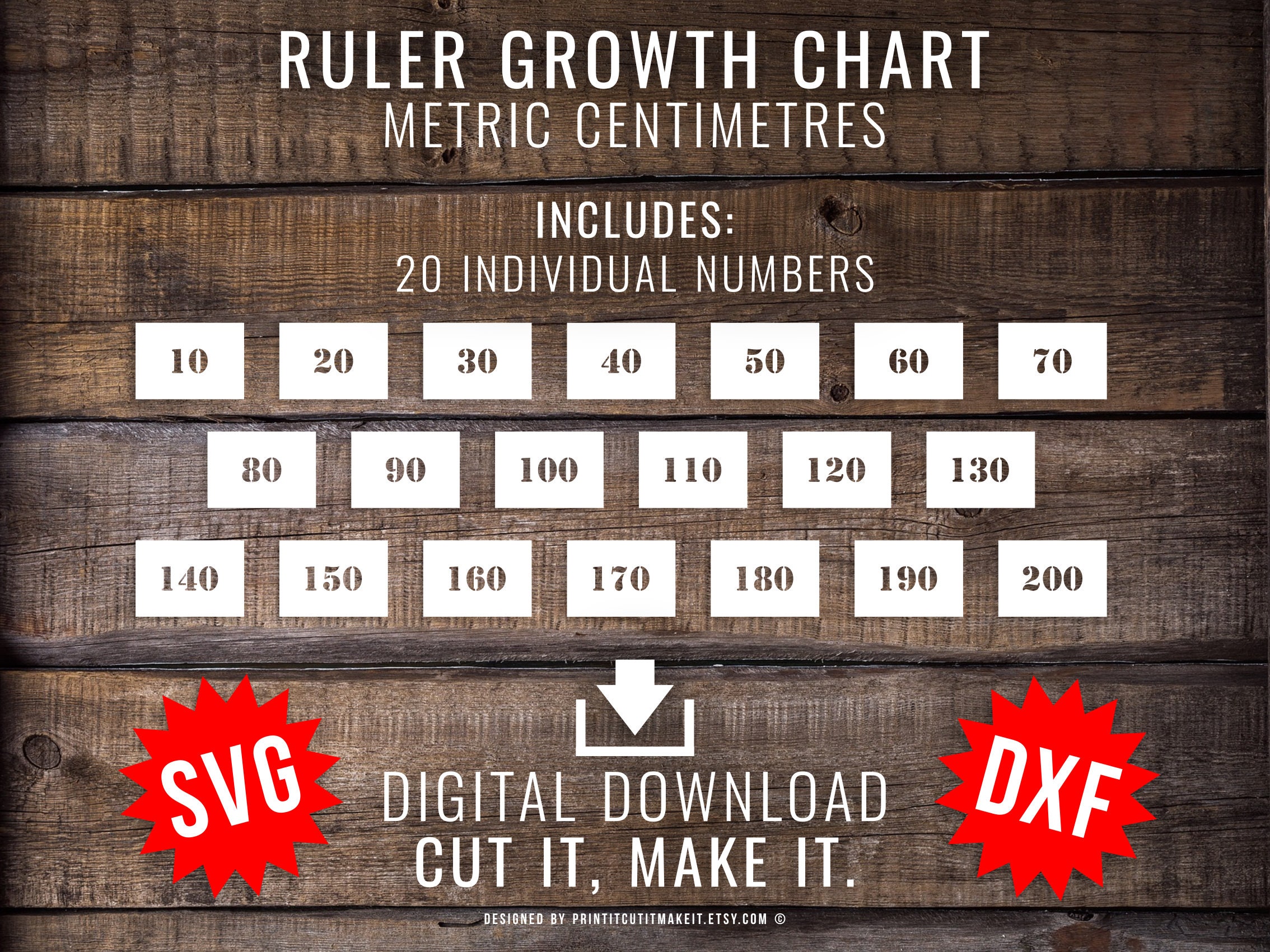 Ruler Growth Height Chart SVG DXF Files, Centimetres Metric Digital ...