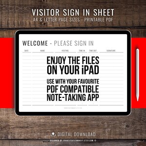 Visitor Guest Sign in Sheet for Business Work Place, 2 Printable PDF ...