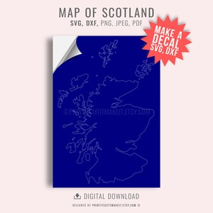 Map of Scotland SVG DXF PNG Jpeg Pdf Scottish Country - Etsy UK