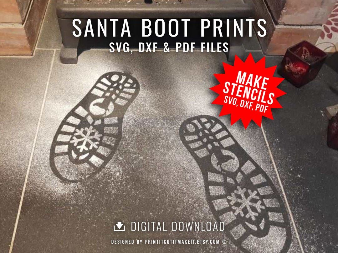Santa Claus Footprint Bootprint Christmas Digital Cutting Files SVG DXF ...