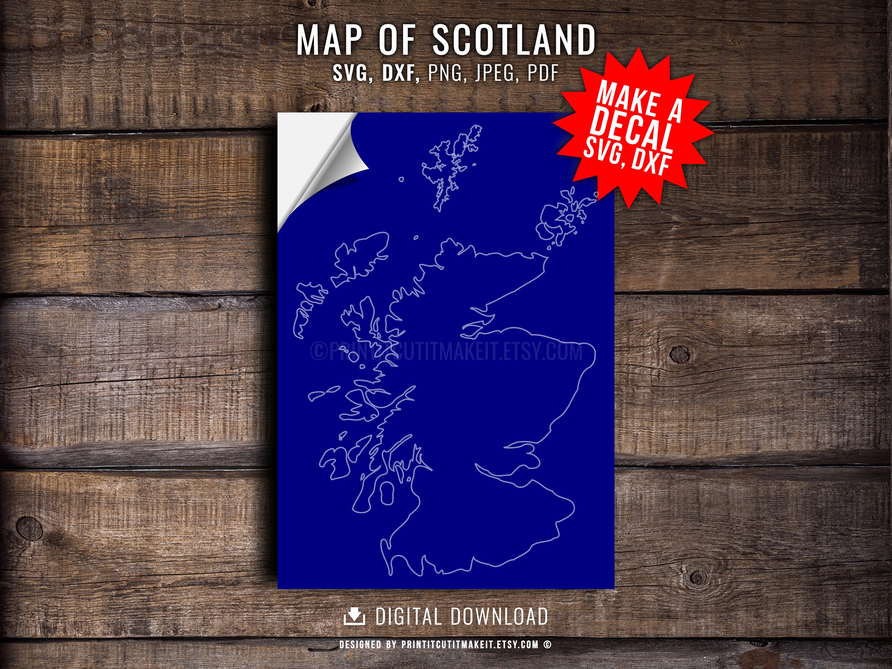 Map of Scotland SVG DXF PNG Jpeg Pdf Scottish Country Silhouette Cricut ...
