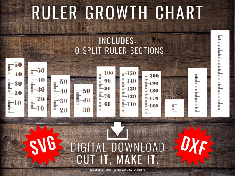 Height Chart Ruler SVG DXF Files: Metric Stencils (digital Download ...