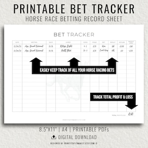 Printable Horse Racing Bet Tracker: A4, Letter (digital Download) - Etsy