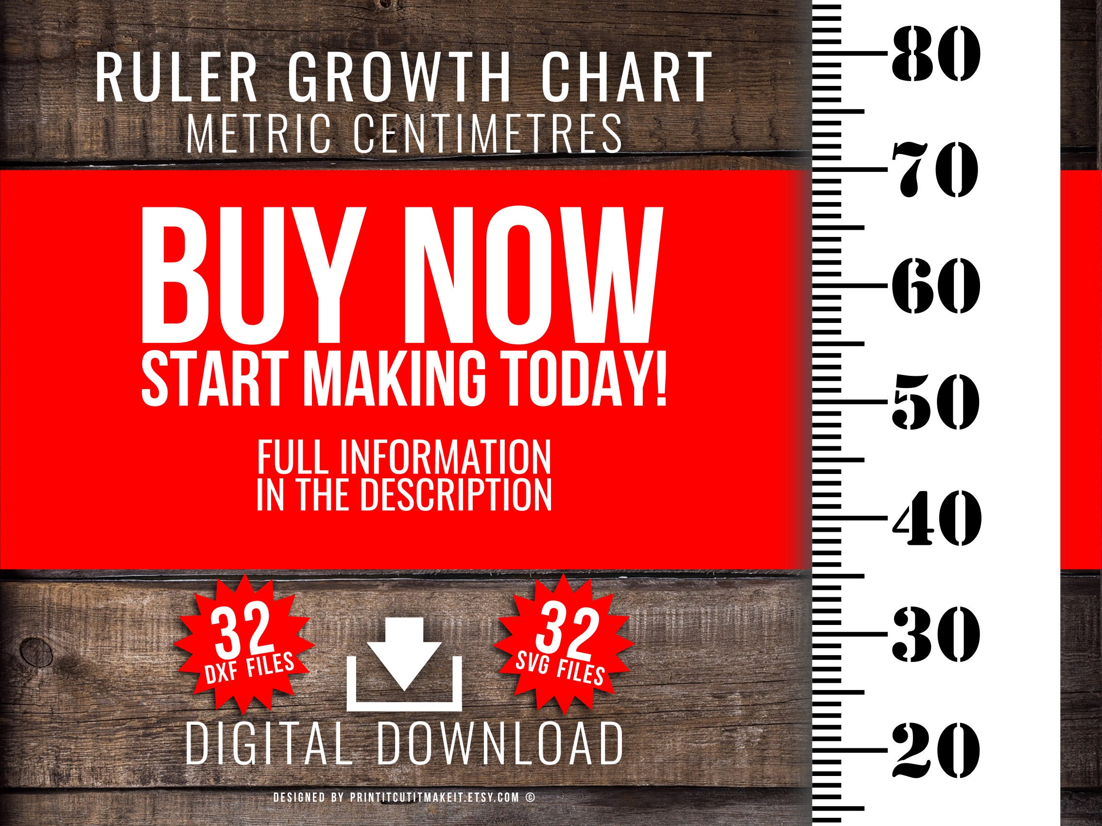 Height Chart Ruler SVG DXF Files: Metric Stencils (digital Download ...