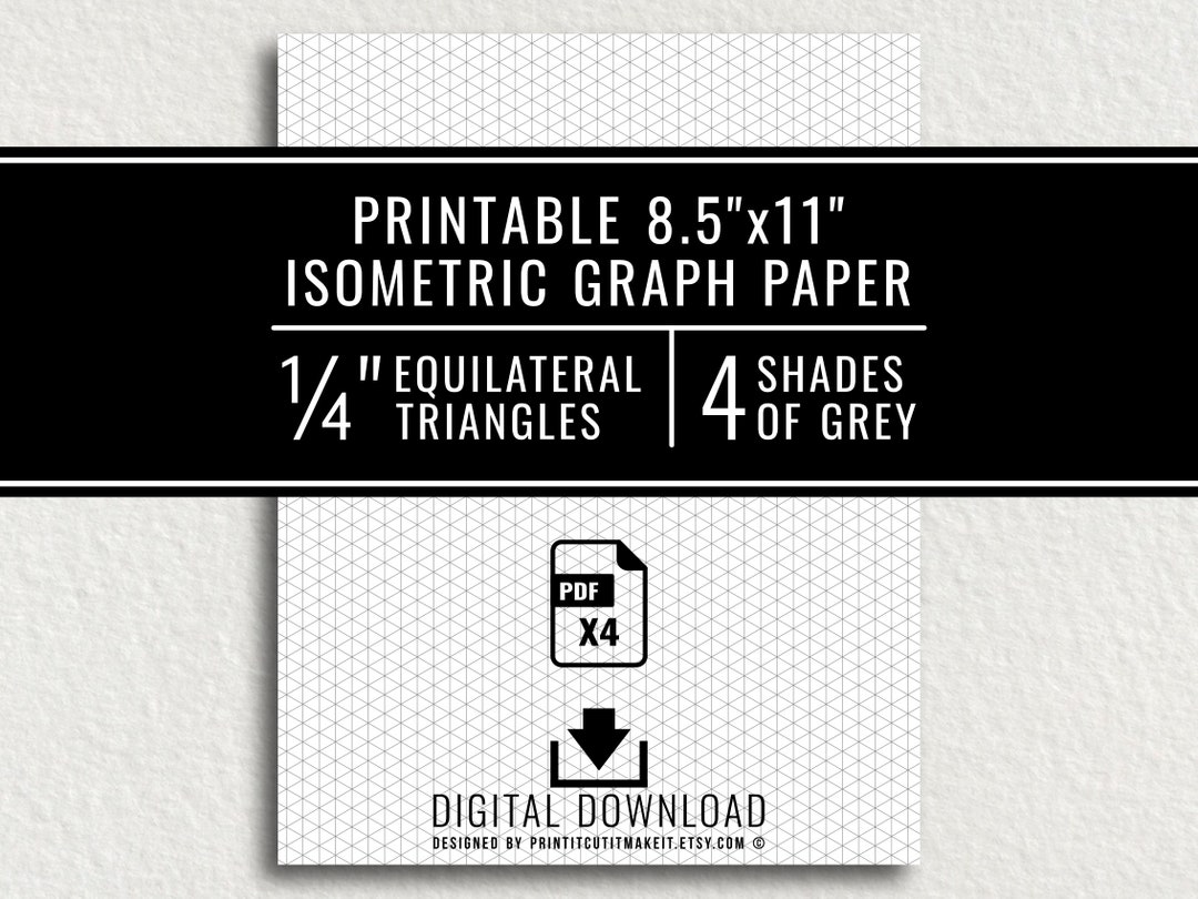 Printable Isometric Graph Paper Template, 1/4" Equilateral Triangles, 4 ...