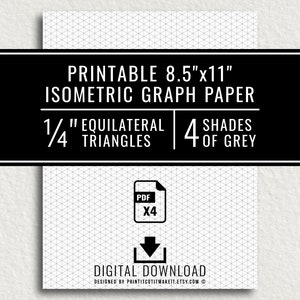 Printable Isometric Graph Paper Template, 1/4" Equilateral Triangles, 4 ...