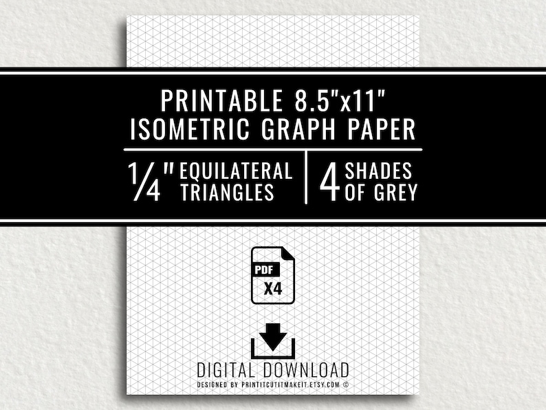 Printable Isometric Graph Paper: 1/4" Triangles, 4 Shades (digital ...