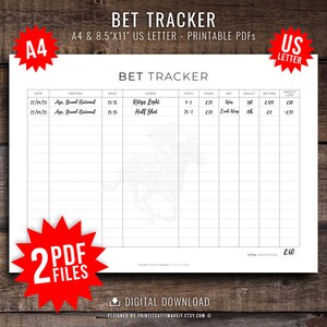 Printable Horse Racing Bet Tracker, Race Track Horse Betting Record ...
