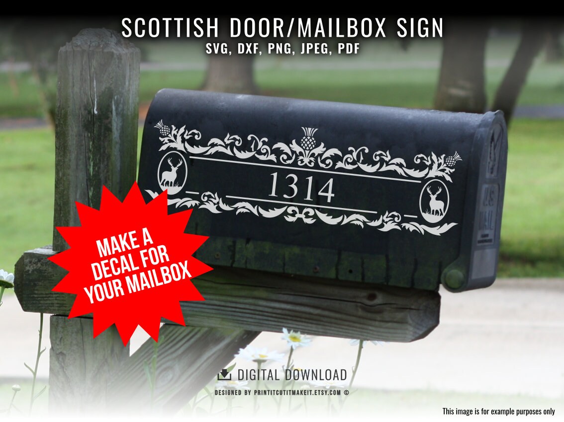Scottish Thistle Stag Door Sign Mailbox Sign SVG DXF PNG Jpeg Pdf ...