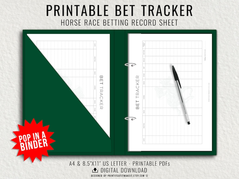Printable Horse Racing Bet Tracker: A4, Letter (digital Download) - Etsy