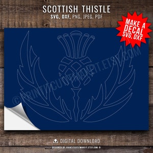 Scottish Thistle SVG DXF Png Jpeg Pdf Cutting Files Clipart Silhouette ...