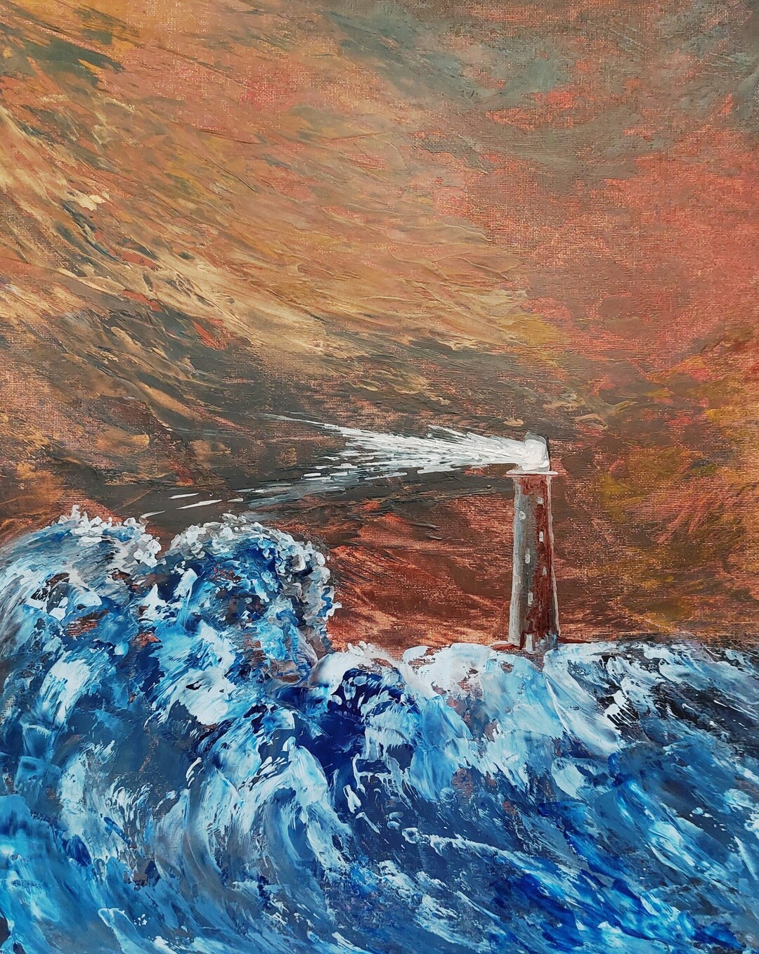 Beacon of Hope Original Encaustic Wax Painting Large Seascape With ...