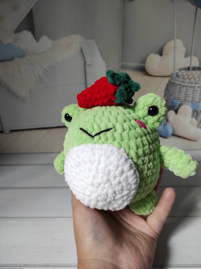 Toys & Games Strawberry frog plush toy Green frog stress buddy Cute ...