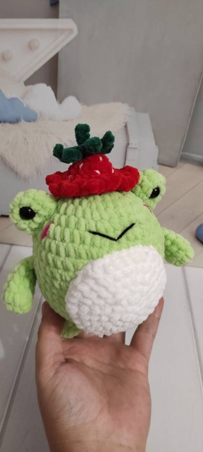 Toys & Games Strawberry frog plush toy Green frog stress buddy Cute ...