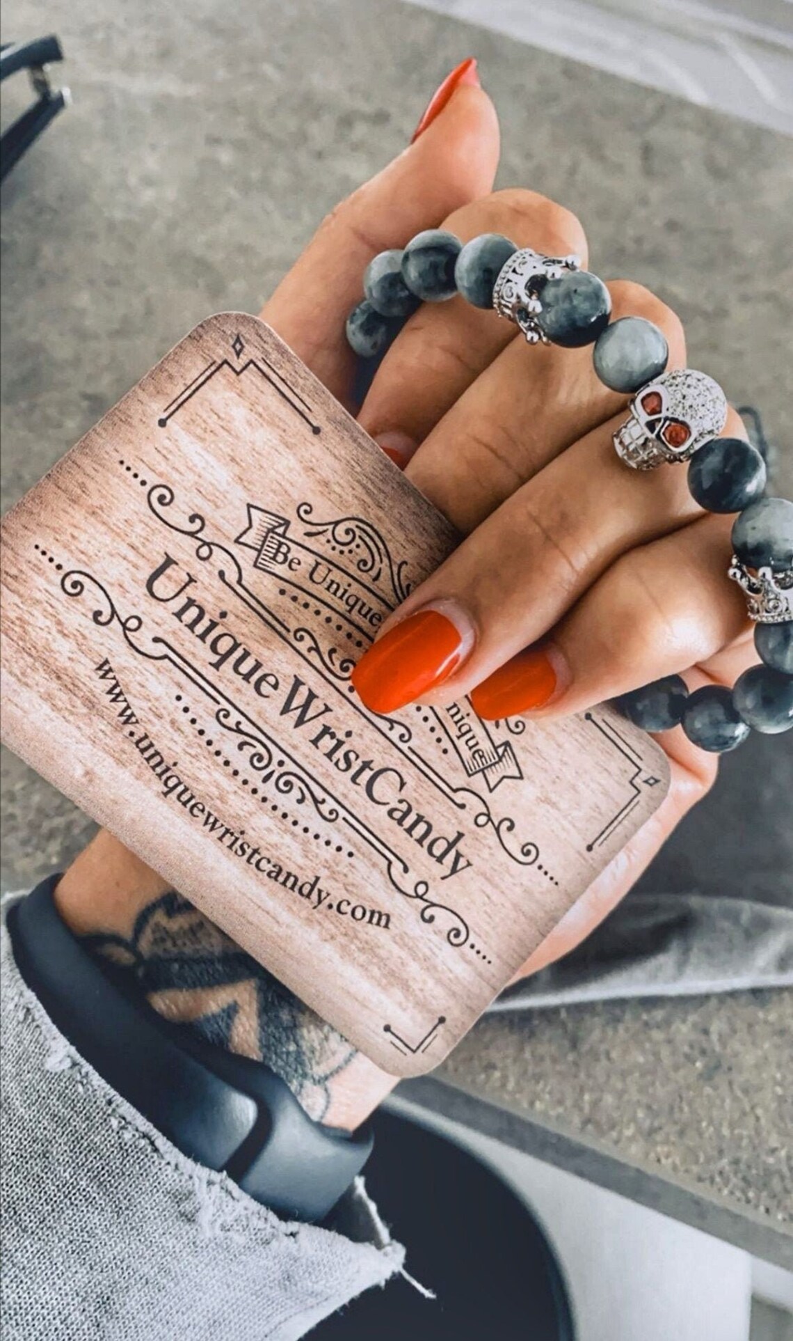 Beaded Skull Bracelet for Men and Women, Crown Bracelet, Grey Beaded ...
