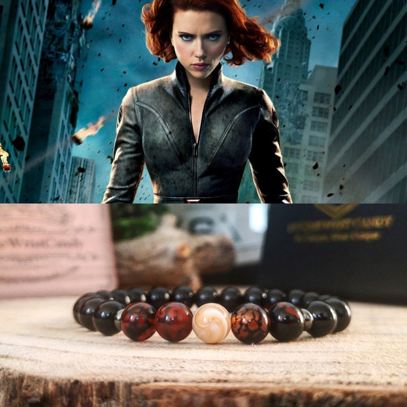 Black Widow Marvel Bracelet, Marvel Gift Beaded Bracelet, Black Widow ...