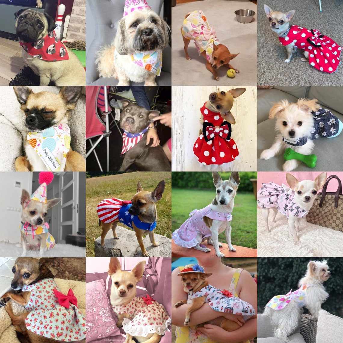 Pretty Little Paws - Handmade Navy Blue Gingham Dog Clothing Chihuahua ...
