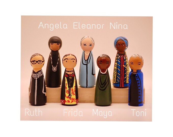 Feminist/womanist Wooden Peg Dolls - Multicultural Dolls- Women ...