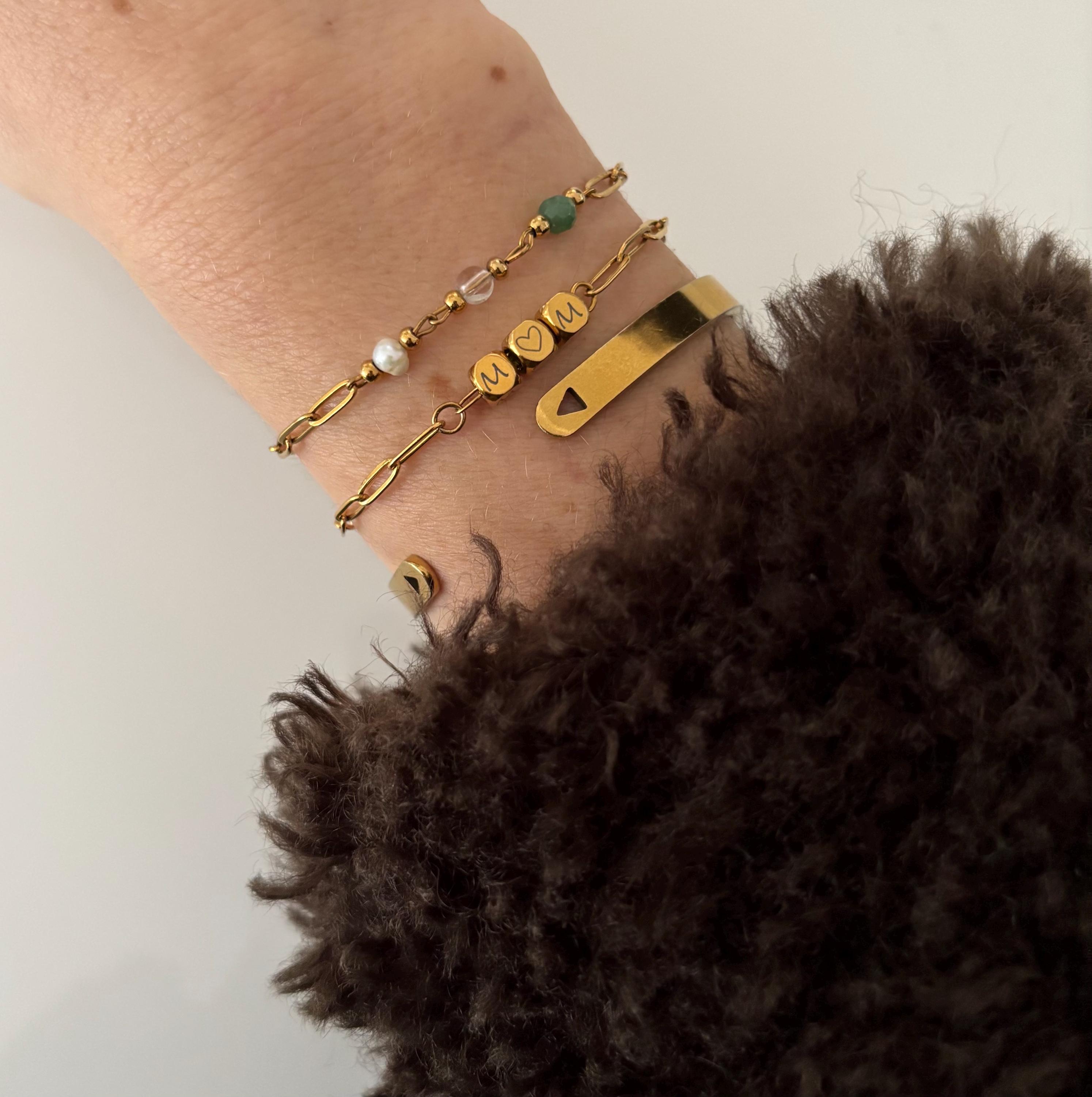 Personalized Birthstone Bracelet in Gold, Initial Engraving Bracelet ...