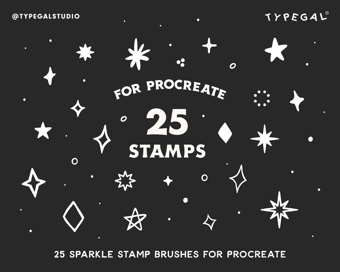 25 Hand Drawn Sparkle Stamp Procreate Brushes Add Finishing Touches to ...