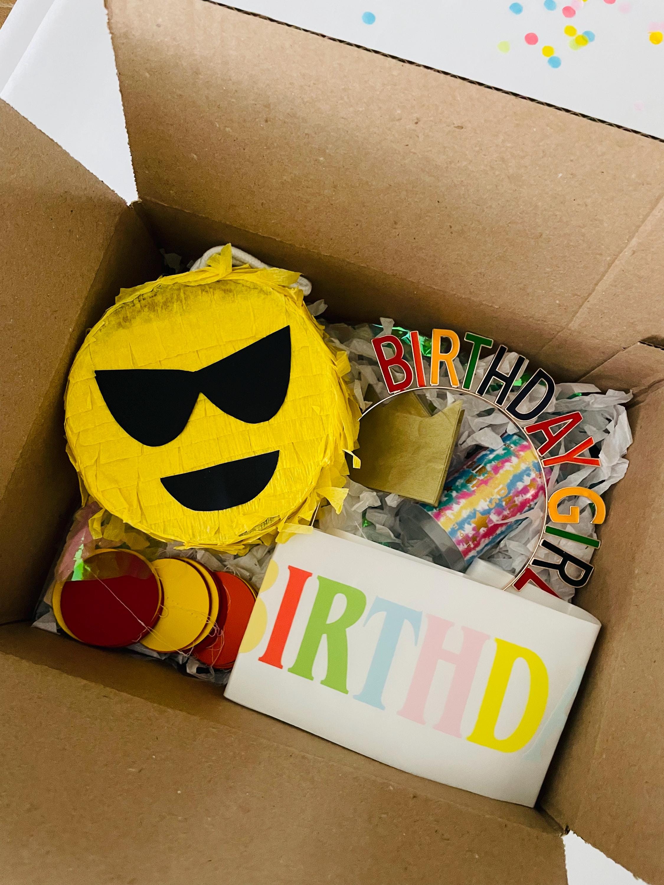 Curated Birthday Gift Set Mini Piñata, Tiara & Sash, Garland, Confetti ...