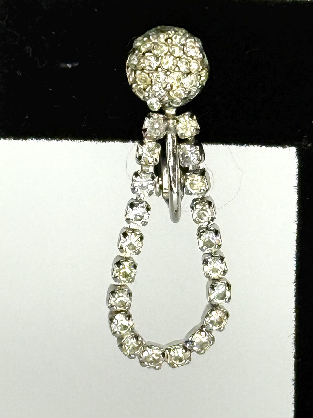 1970's Crystal Rhinestone Tear Drop Loop Fashion Earrings - Etsy