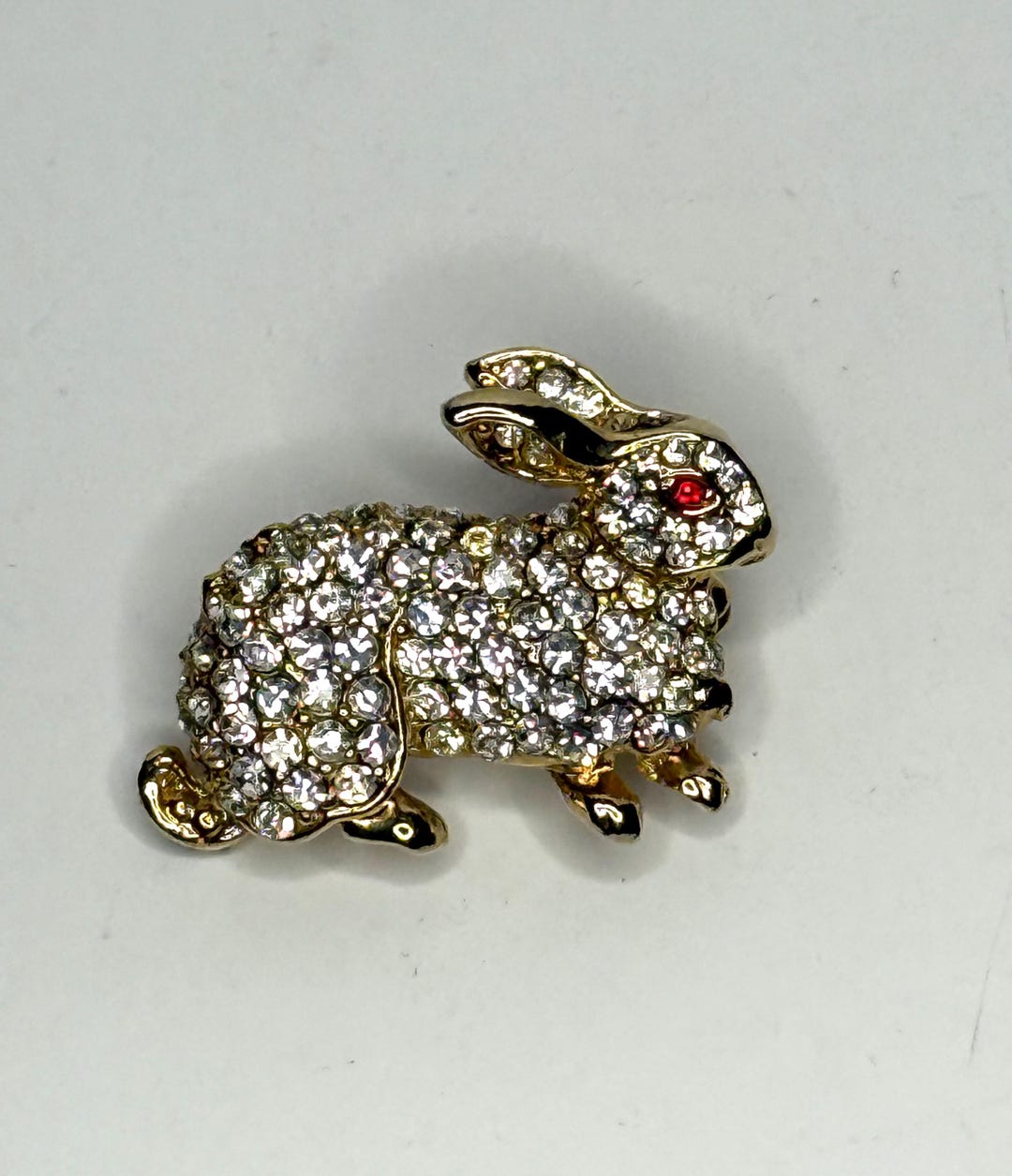 1960-70s Crystal Rhinestone Rabbit W/ruby Crystal Eye Pin - Etsy