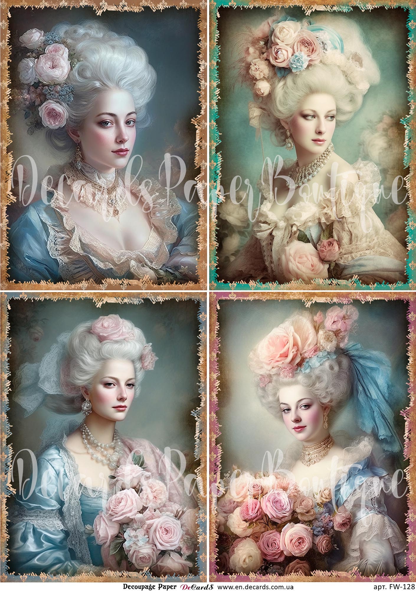 7 Decoupage Papers Set - Marie Antoinette Portrait Printed A4 Size ...