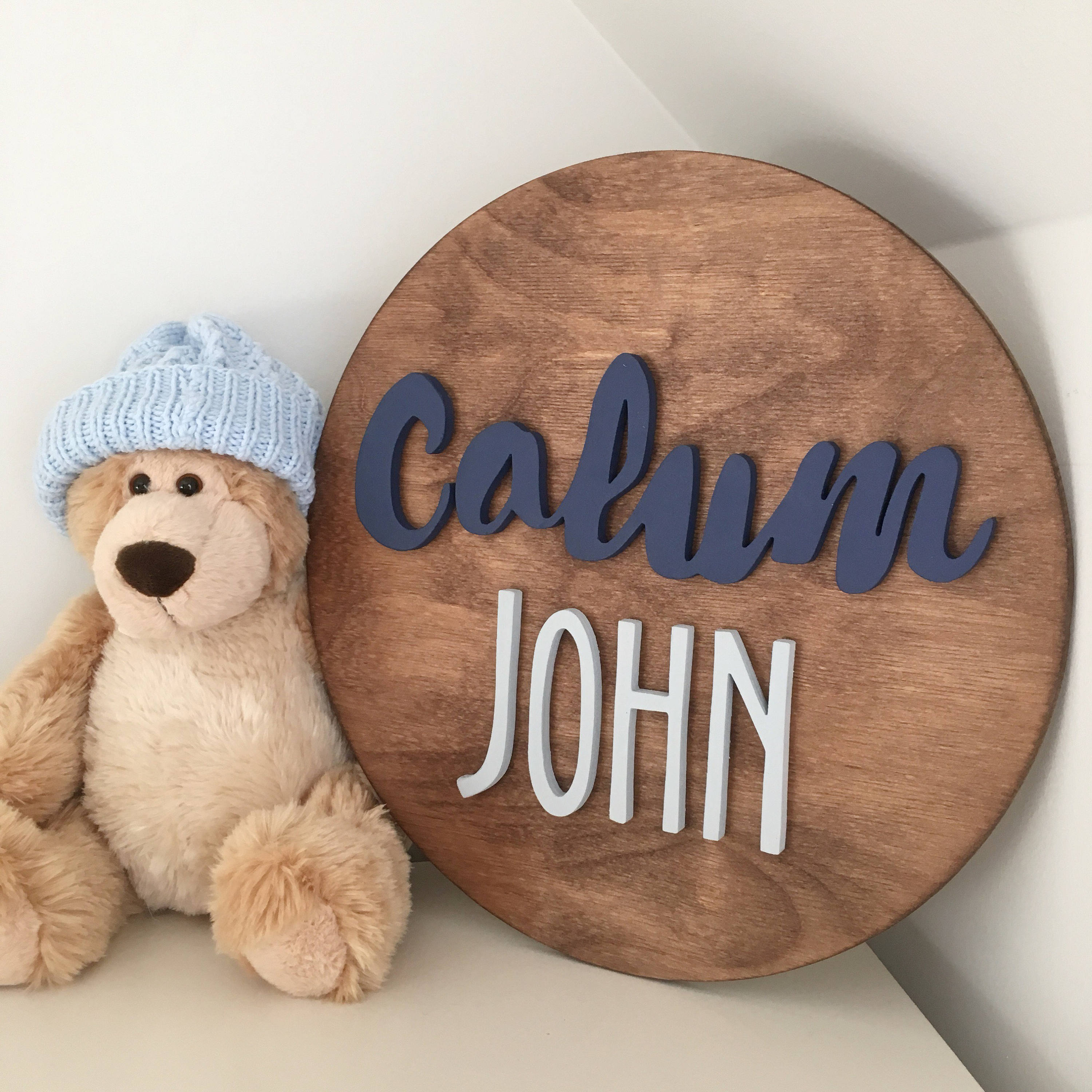 Round Wooden Nursery Name Sign 30cm 12inch Diameter Wooden Etsy