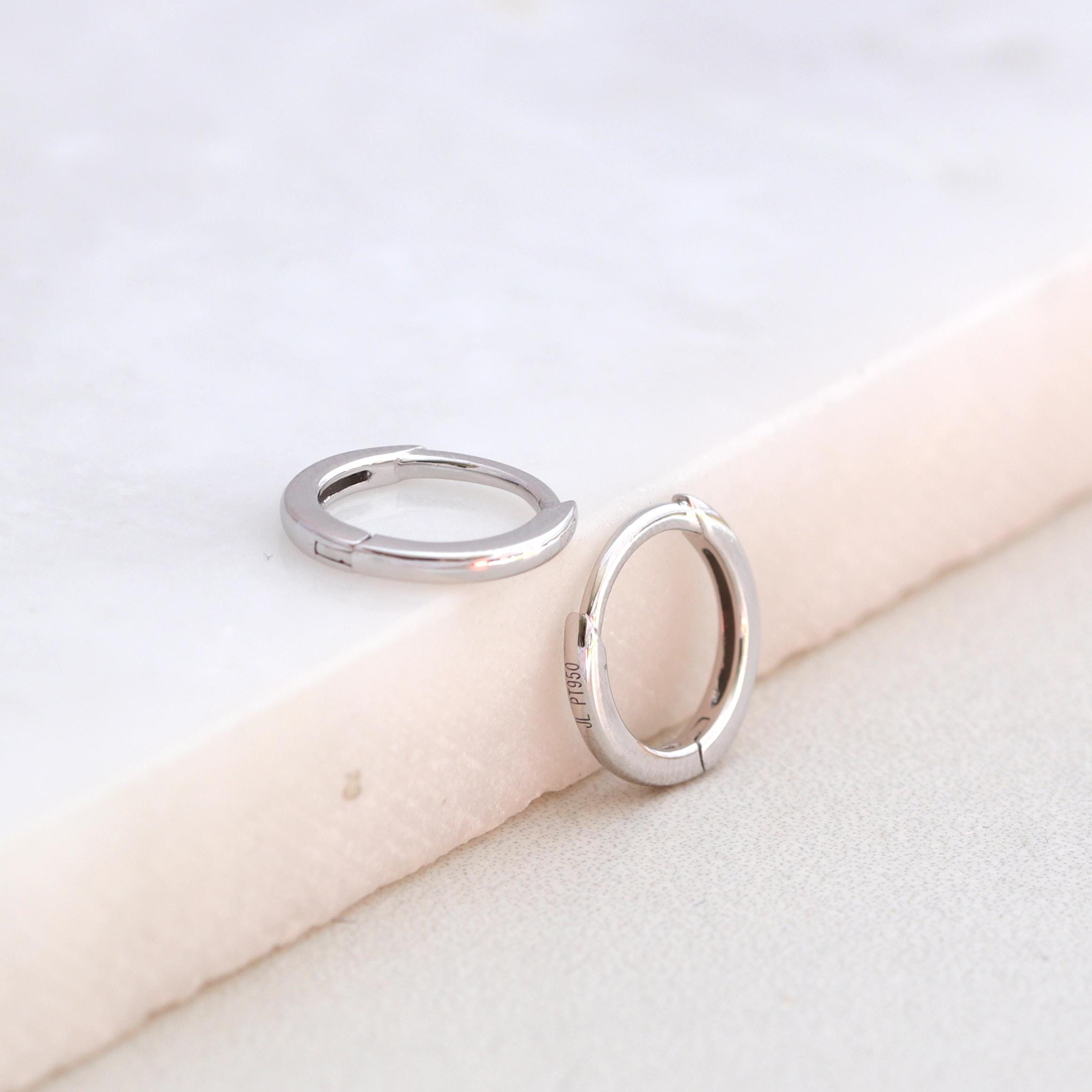Solid Plain Platinum 950 Huggie Hoops, Minimalist Sleeper Earrings ...
