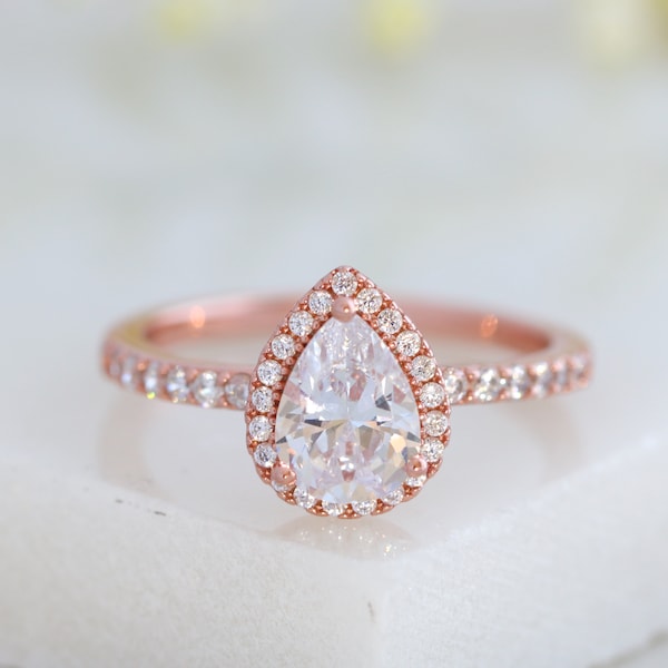 Rose Gold Teardrop Ring - Etsy