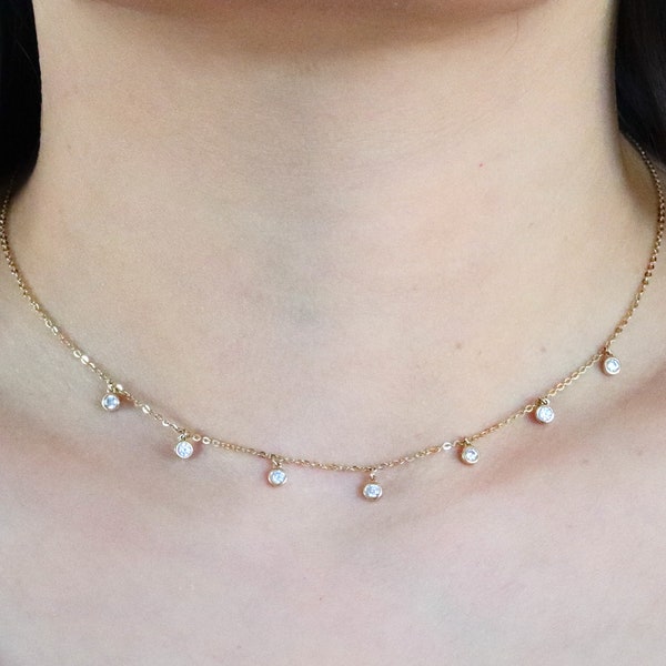 Bezel Drop Necklace - Etsy