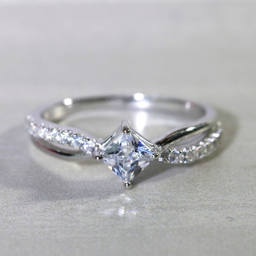 Princess Cut Engagement Ring Silver Engagement Ring Sterling - Etsy