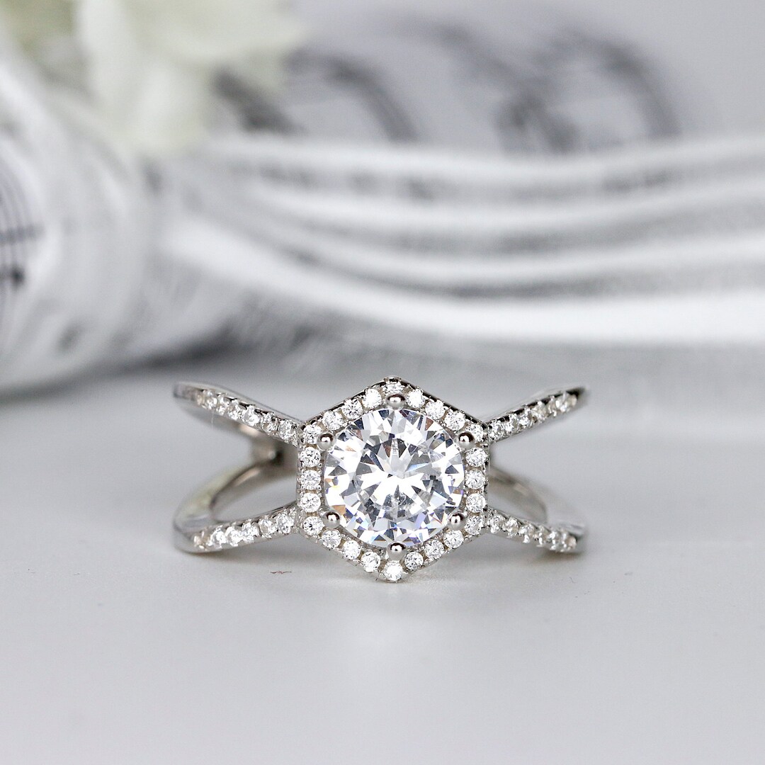 Sterling Silver Hexagon Ring Setting Only - Etsy