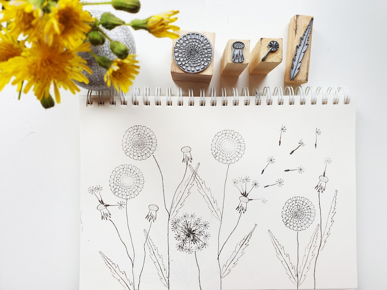 Stamp Dandelion Showerhead: 4 Stamps in Kit, to Compose a Meadow of ...