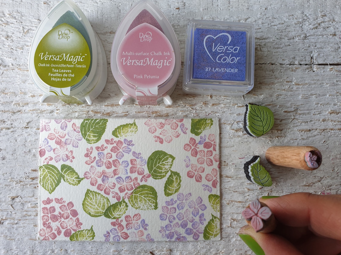 Hydrangea Flower Stamp Kit of 4 Stamps for Decorating Paper - Etsy