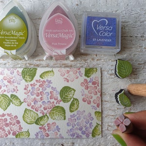 Hydrangea Flower Stamp, Kit of 4 Stamps for Decorating Paper, Fabric ...
