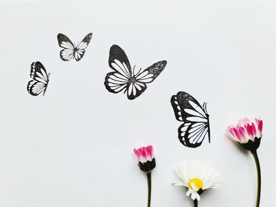 Butterflies 2 Stamps or a Butterfly Stamp Large and Small | Etsy