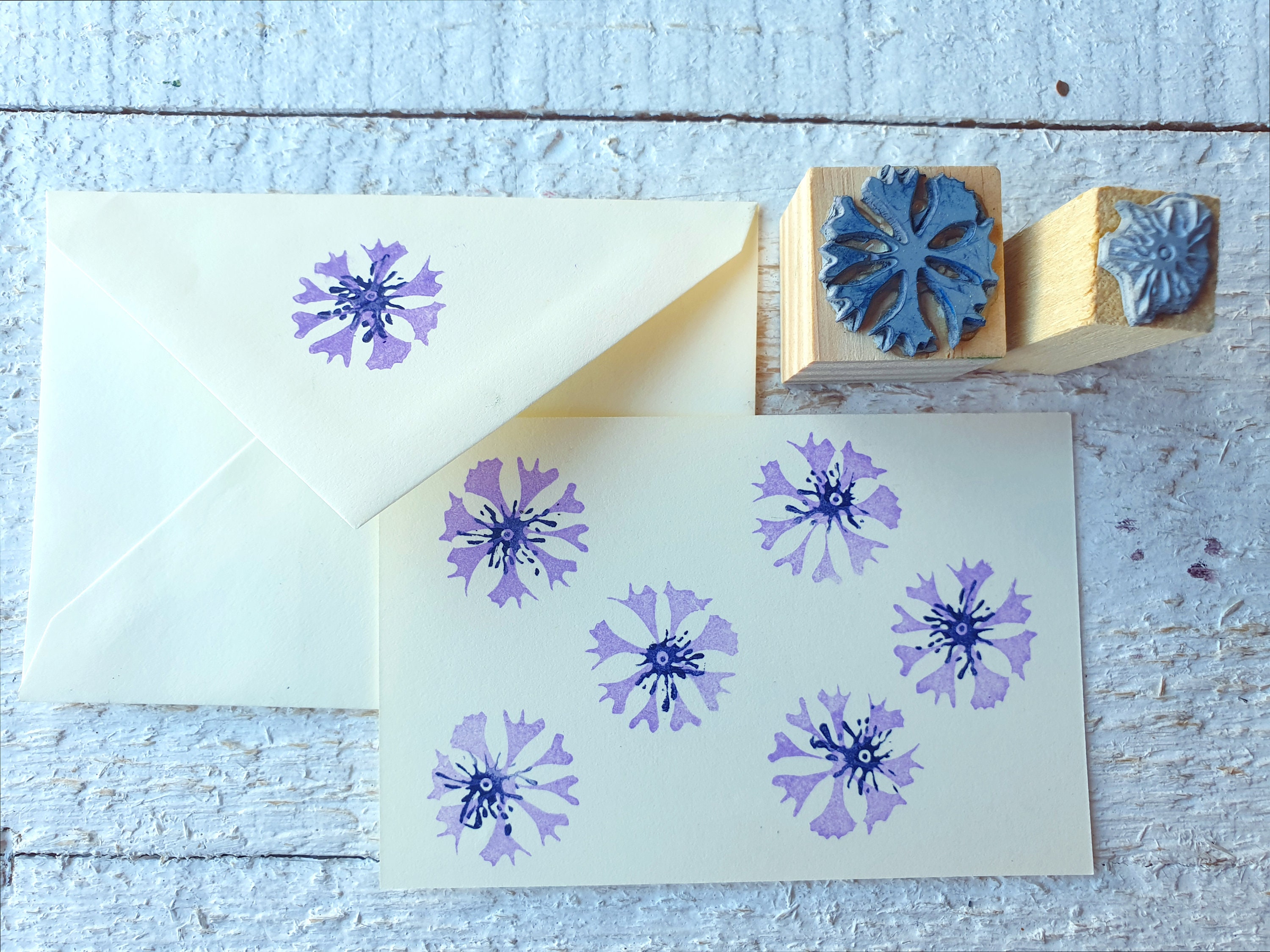 Blue Cornflower Rubber Stamp: Two Stamps to Compose a Flowery - Etsy