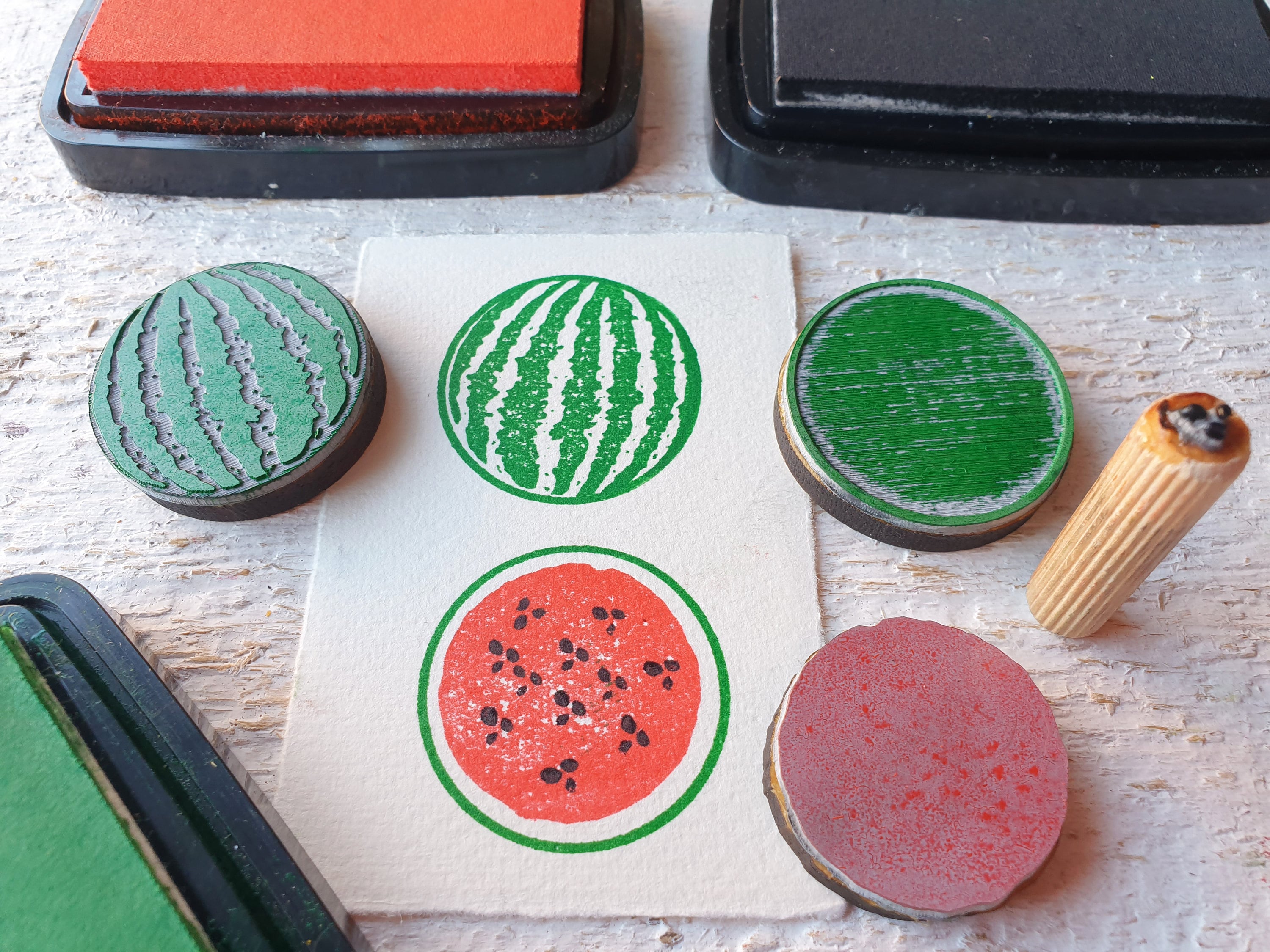 WATERMELON 4-piece stamp fruit stamp kit color and draw | Etsy