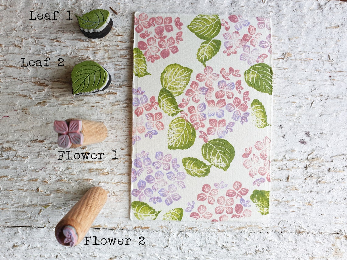Hydrangea Flower Stamp Kit of 4 Stamps for Decorating Paper - Etsy