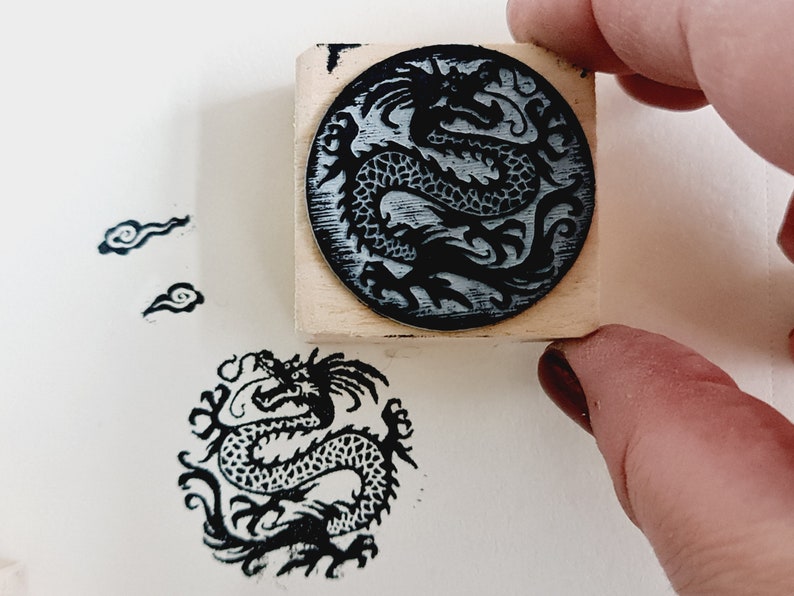 Dragon Stamp, Dragon and Clouds Stamp Kit, Stamp for Scrapbooking ...